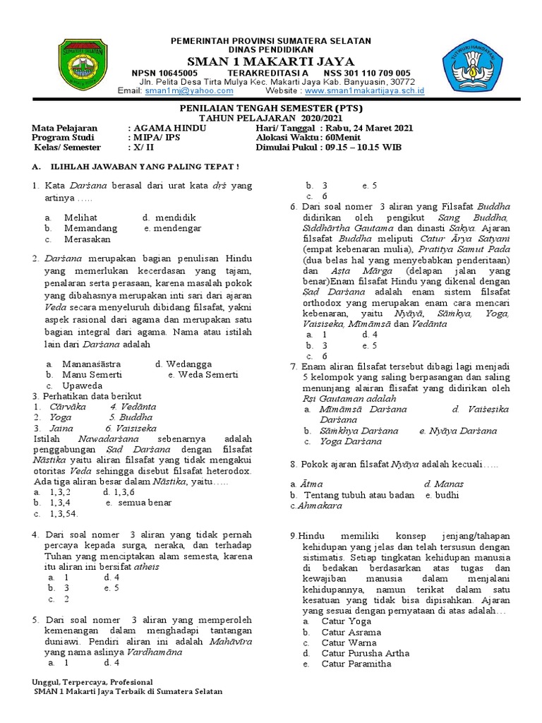 Naskah Soal - PTS - X - Genap | PDF