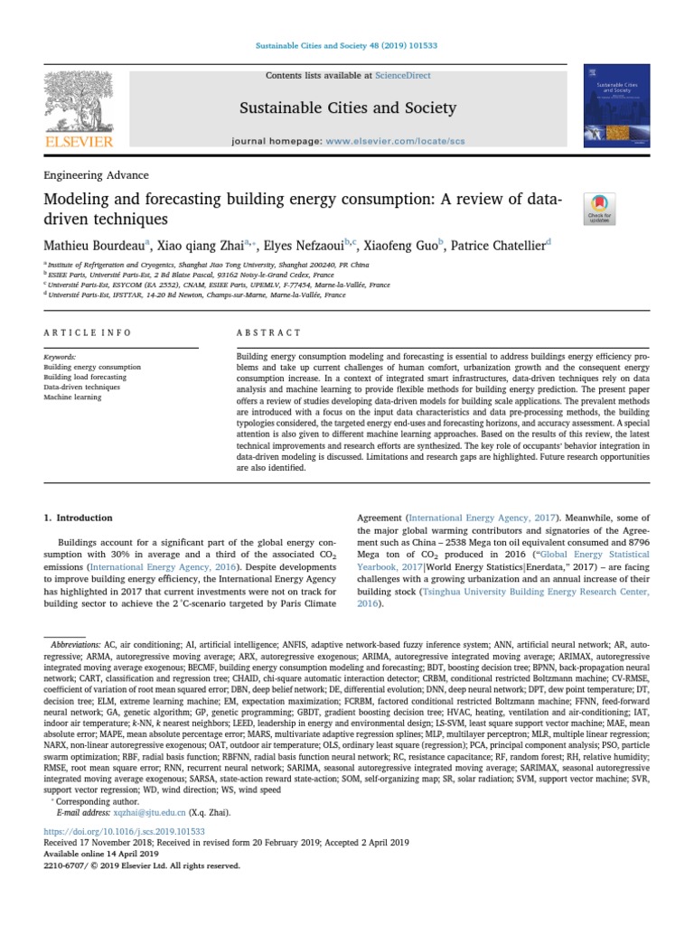 Modeling And Forecasting Building Energy Consumption A Review Of Data