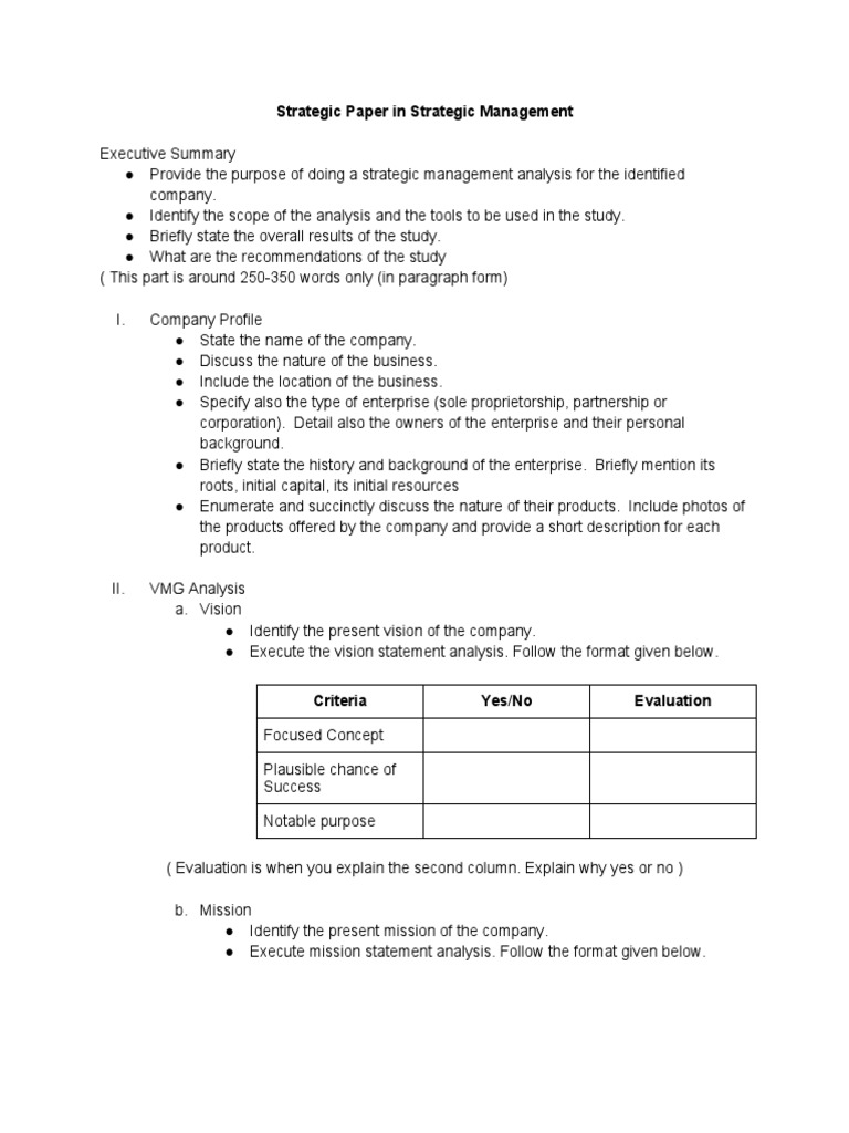 Strategic Paper in Strategic Management | PDF | Swot Analysis | Leadership