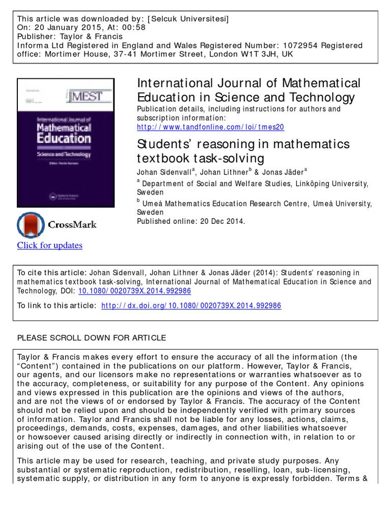 Analyzing Student Reasoning in Math Tasks | PDF | Reason | Algorithms
