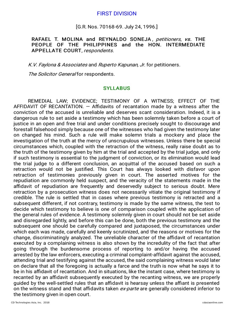 Legal Analysis: Witness Recantation | PDF | Witness | Witness Impeachment