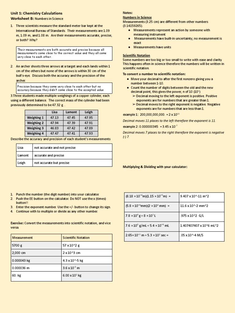 Worksheet B | PDF | Accuracy And Precision | Measurement