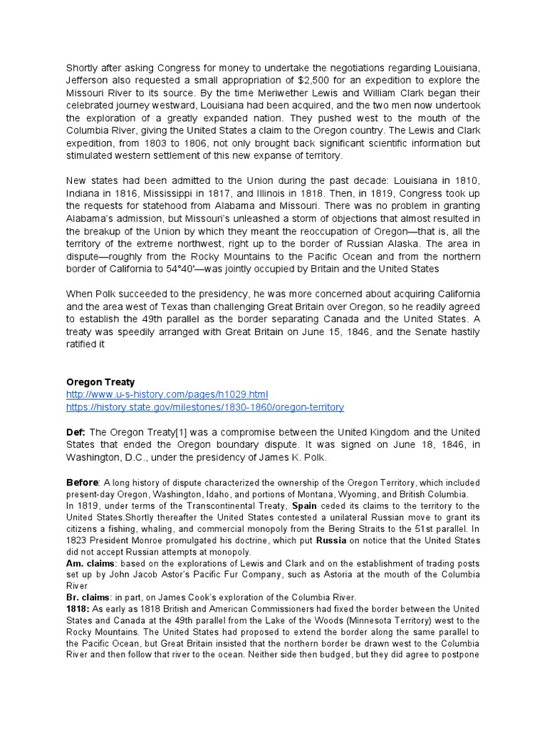 Oregon Treaty | PDF | Columbia River | Oregon Trail