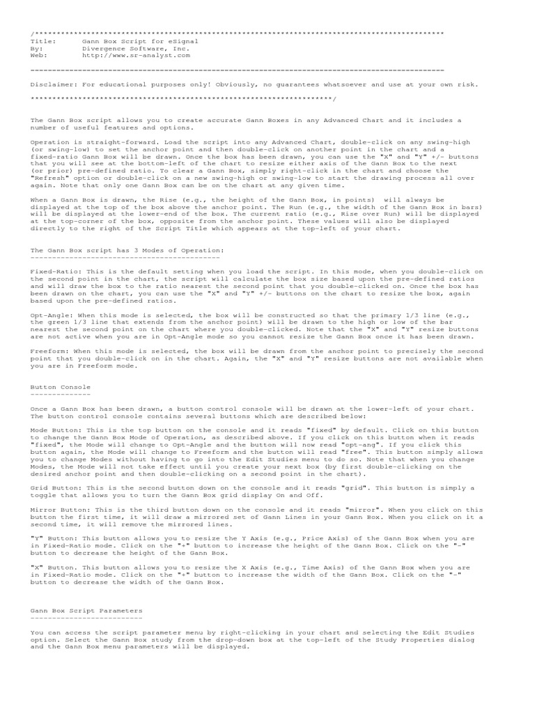 Creating Accurate Gann Boxes with Adjustable Features and Display ...