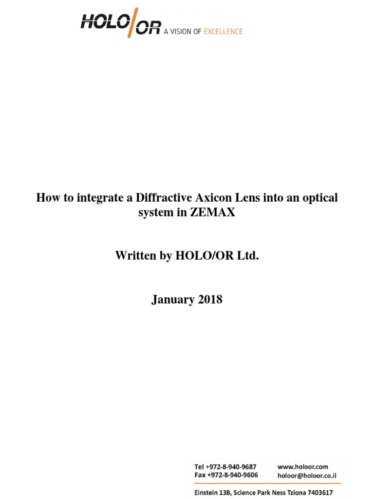 How To Integrate A Diffractive Axicon Lens Into An Optical System in ...