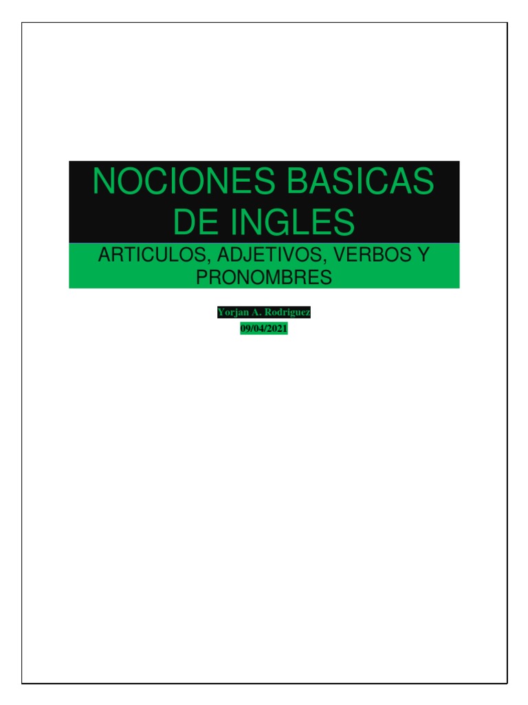 Nociones Basicas de Ingles | PDF | Preposición y Postposición | Verbo
