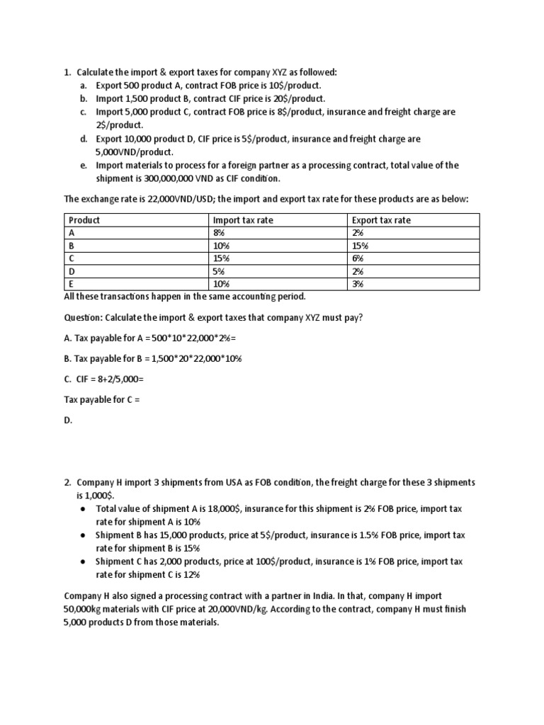 Import Export Exercises | PDF | Imports | Services (Economics)