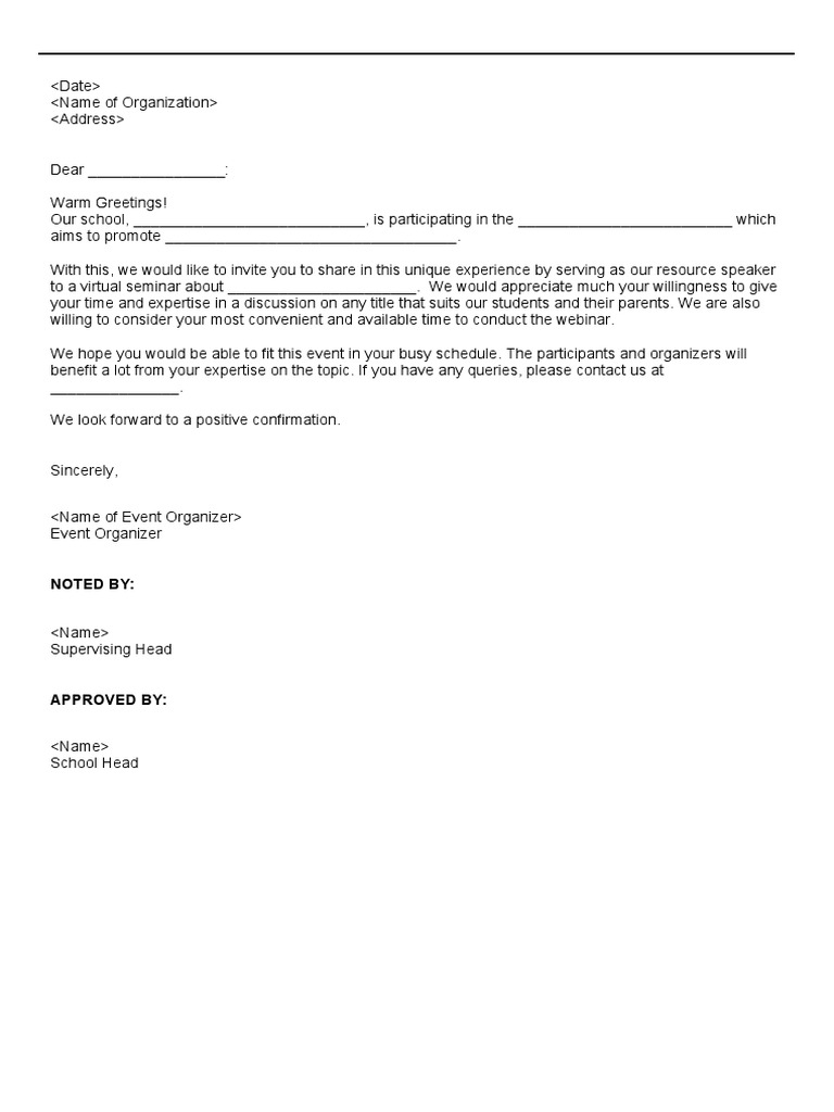 Request Letter For Speaker | PDF