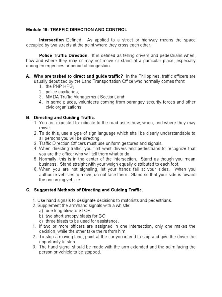 Traffic Direction and Control: Roles, Methods, and Standard Hand ...