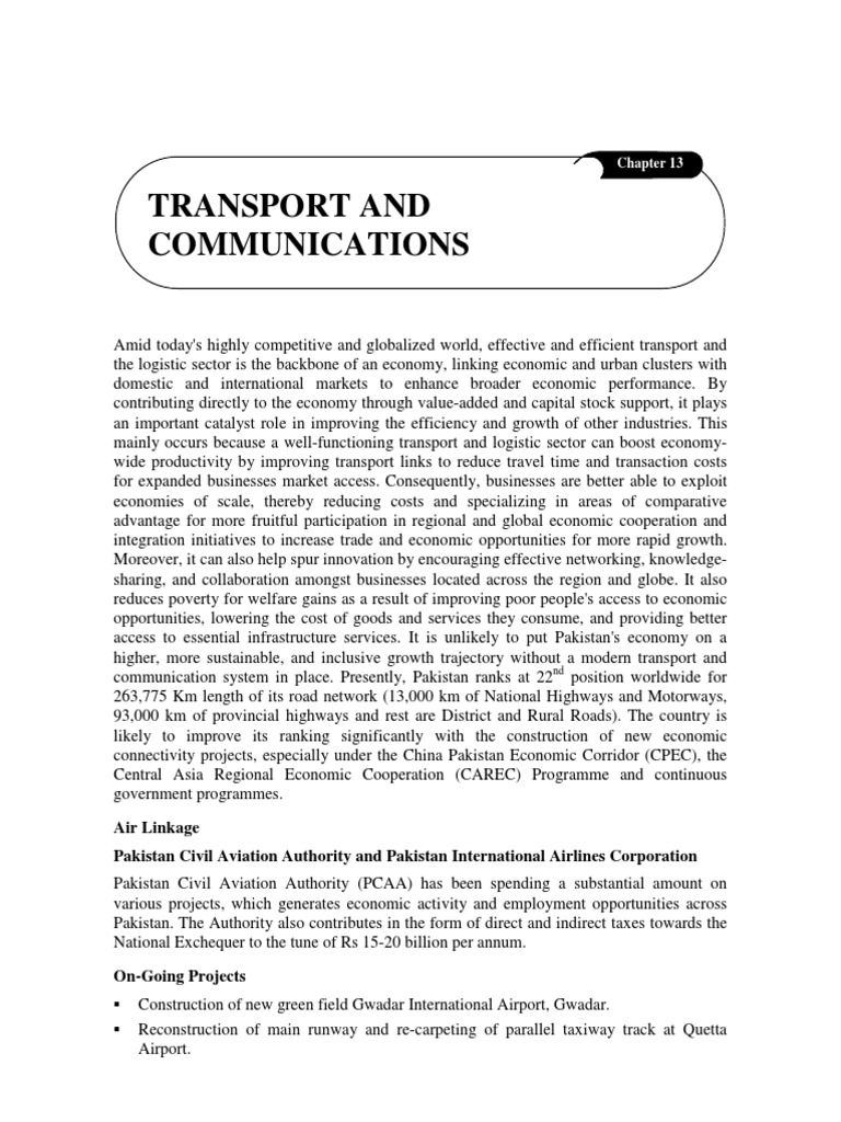 13 Transport and Communication | PDF | Rail Transport | Pakistan
