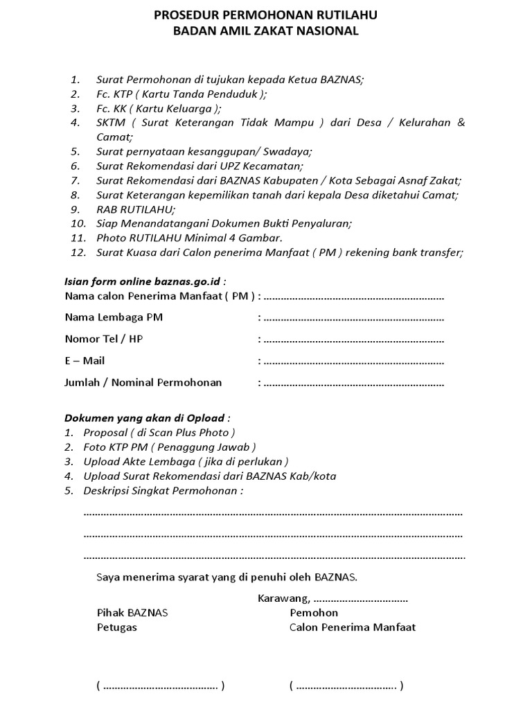 Prosedur Permohonan Rutilahu | PDF