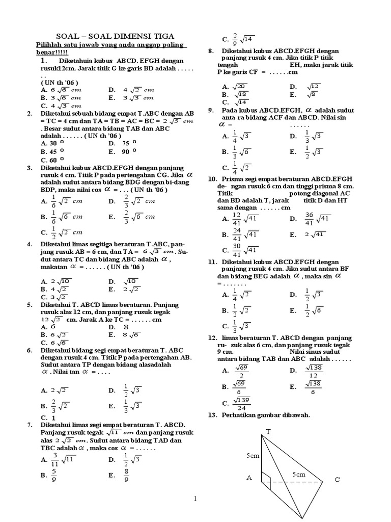 Soal Bangun Ruang Pilihan Ganda | PDF