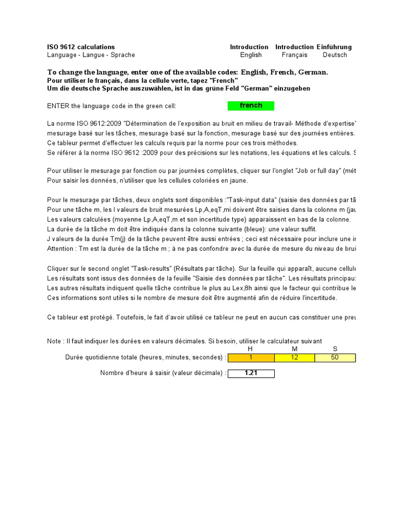 Calculs selon la norme ISO 9612 | PDF | Acoustique | Méthode formelle ...