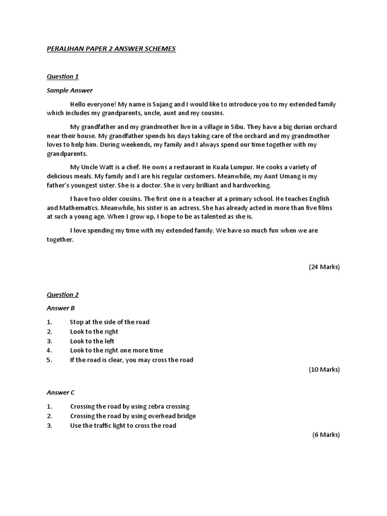 Peralihan Paper 2 Answer Schemes