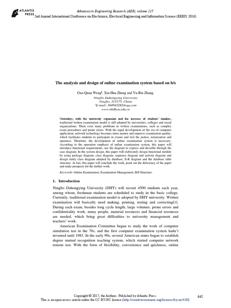 The Analysis and Design of Online Examination System Based On B/s | PDF | World Wide Web ...