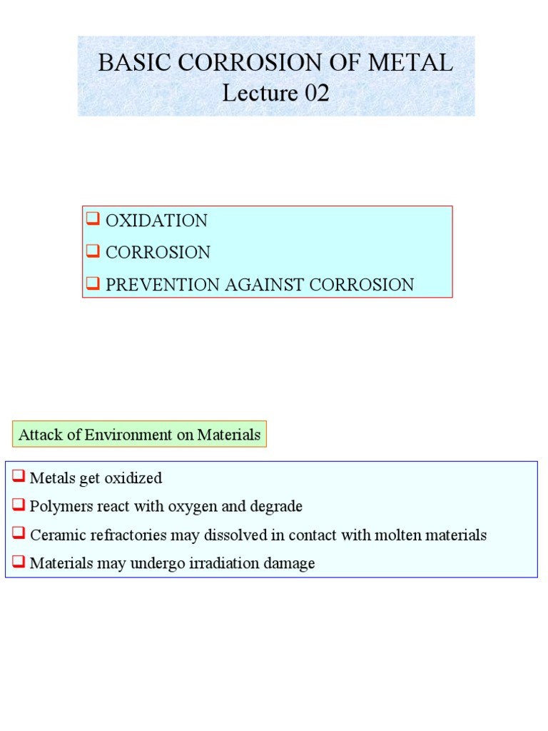 Basic Corrosion of Metal: Oxidation Corrosion Prevention Against ...