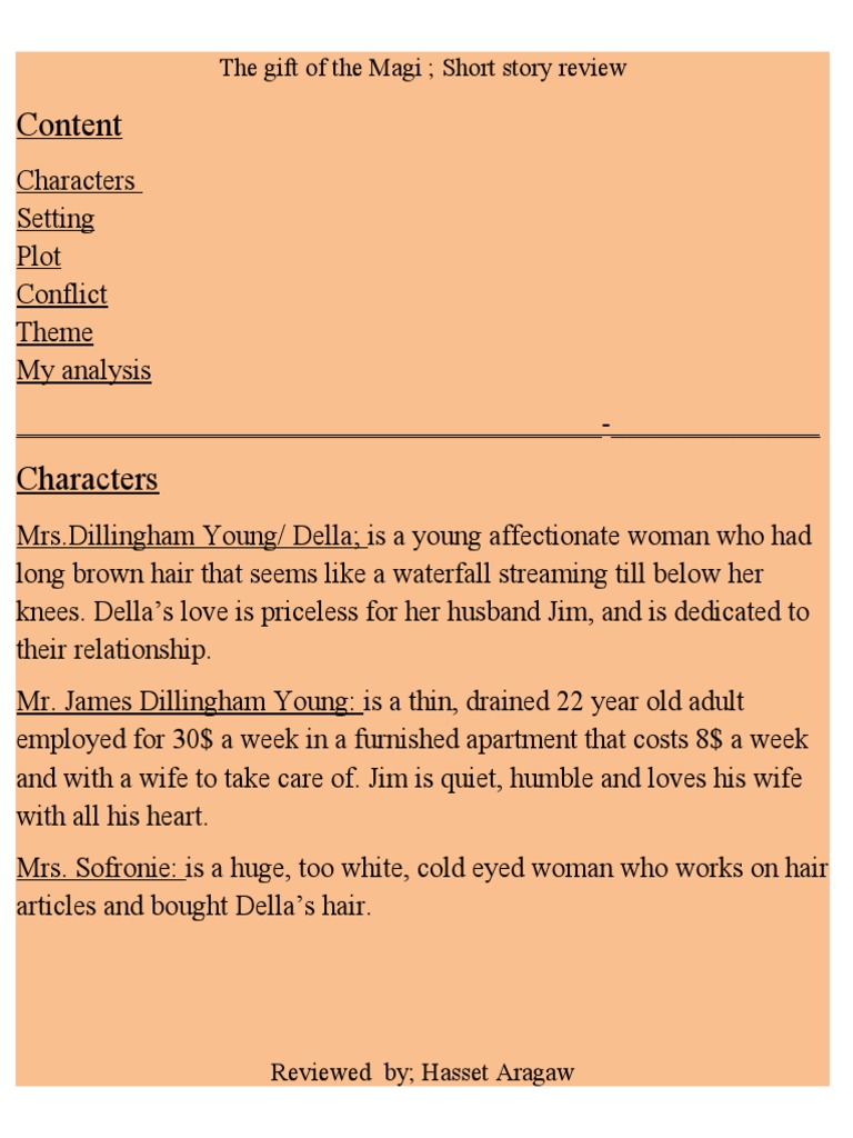 The Gift of The Magi Short Story Review | PDF | Christmas