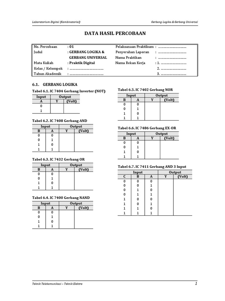 Tabel Gerbang Logika Gerbang Universal | PDF