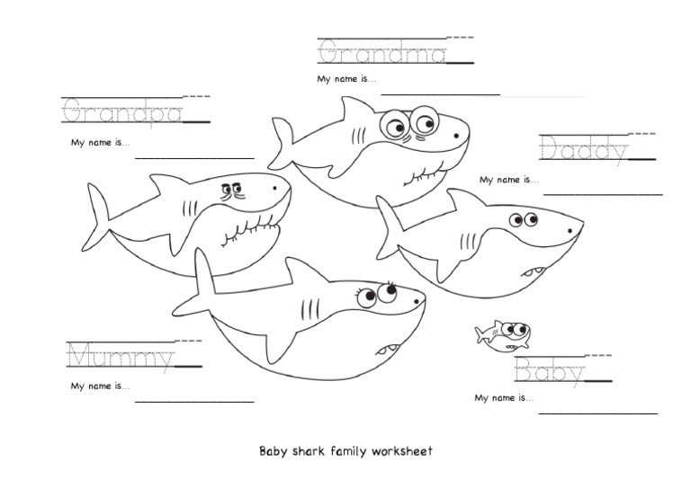Baby Shark Family Preschool Worksheet | PDF