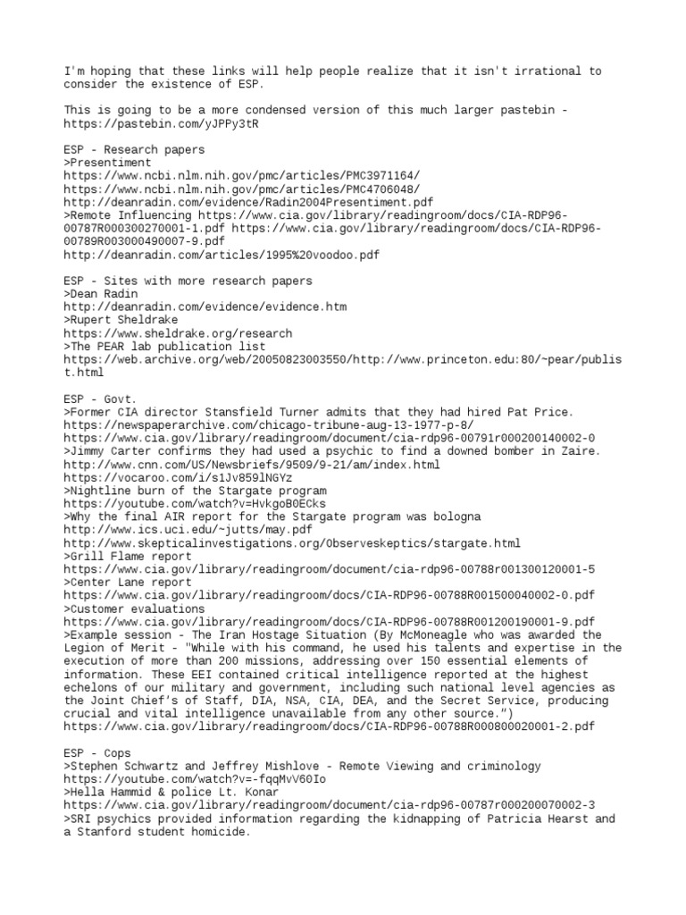 ESP | PDF | Psychic Powers | Parapsychology