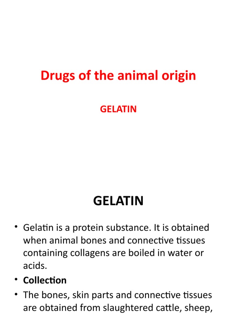 Drugs of The Animal Origin: Gelatin | PDF | Gelatin | Chemical Compounds