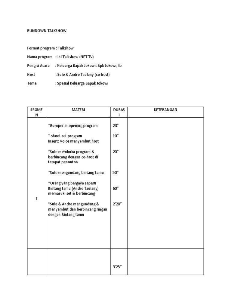 Rundown Talk Show | PDF