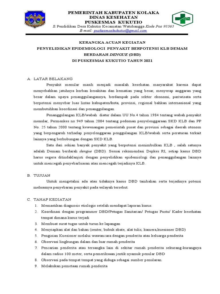 TOR Penyelidikan Epidemiologi DBD | PDF