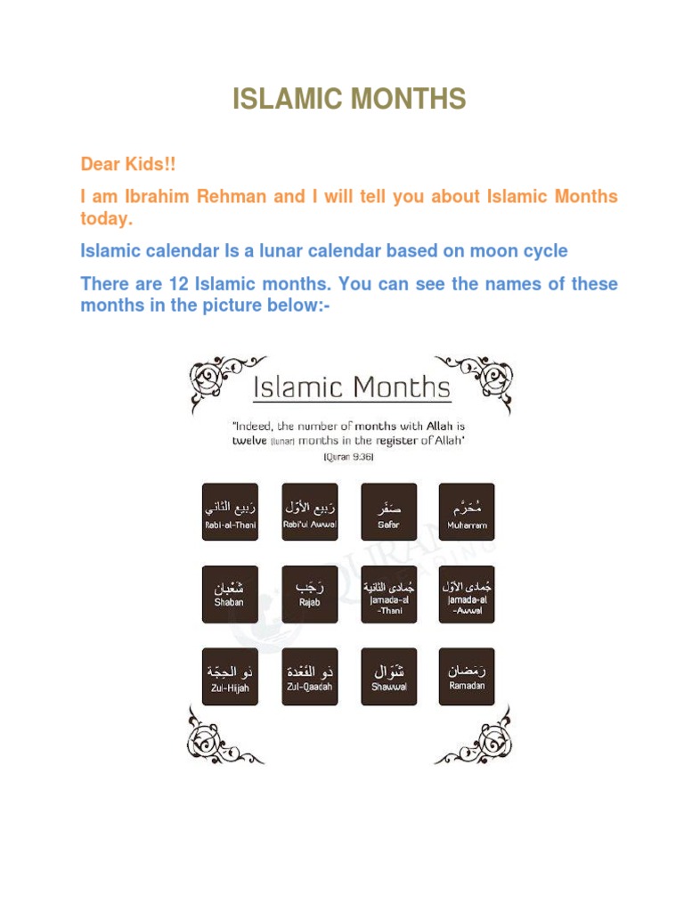 Islamic Months-Ibrahim Rehman | PDF