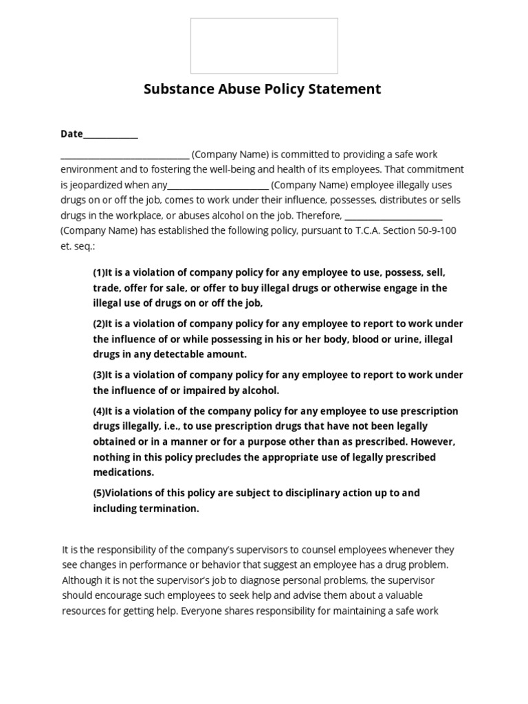 Substance Abuse Policy Overview | PDF | Drug Test | Substance Abuse