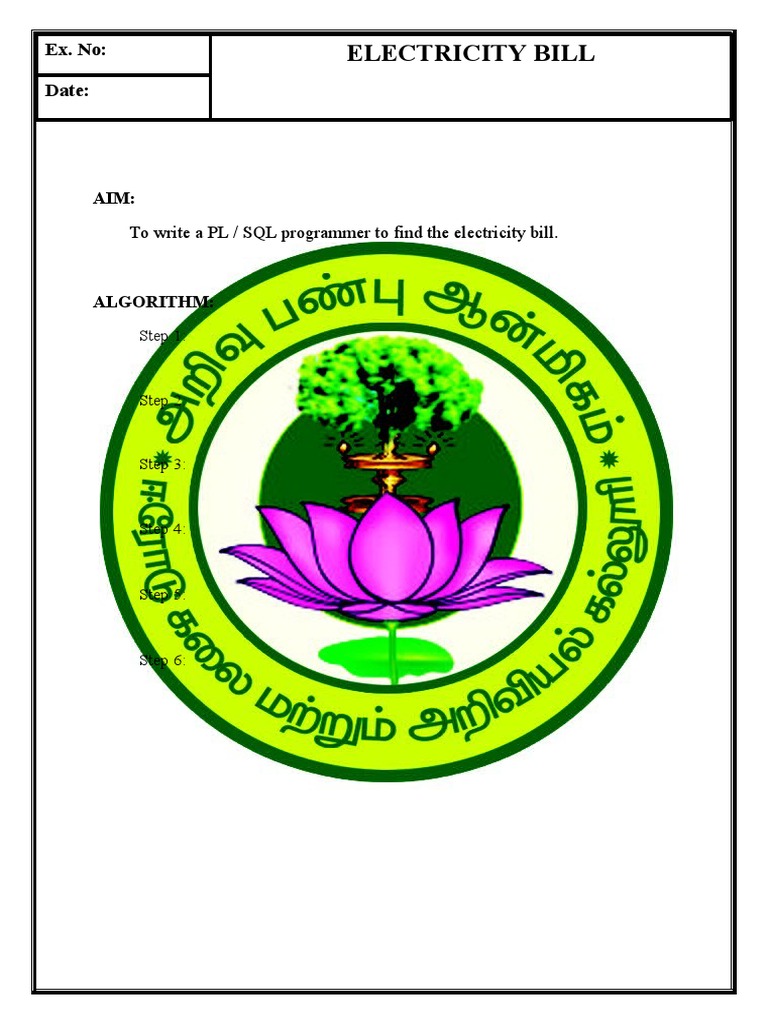 Electricity Bill: To Write A PL / SQL Programmer To Find The ...