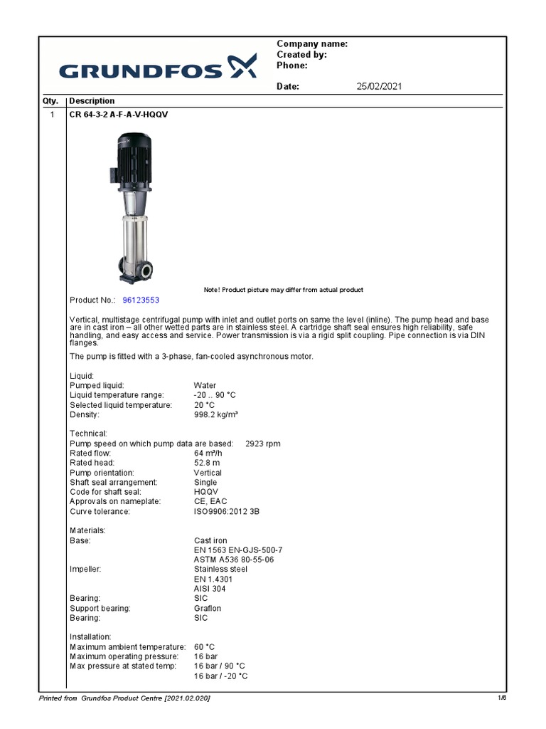 Catalogo CR 64-3-2 AFAVHQQV | PDF | Pump | Mechanical Engineering
