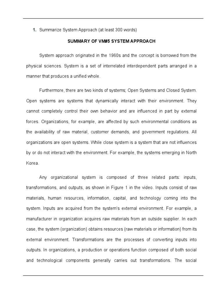 Summary of Vm#5 System Approach | PDF | System | Quality Management