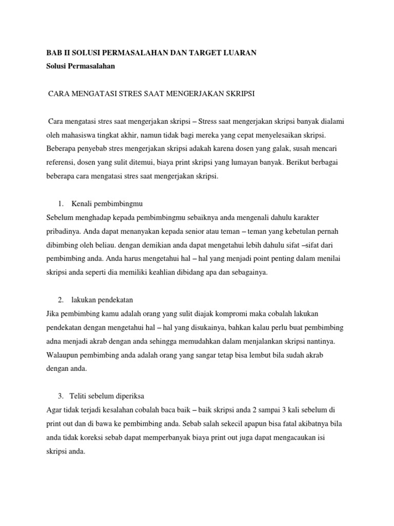 Bab Ii Solusi Permasalahan Dan Target Luaran | PDF