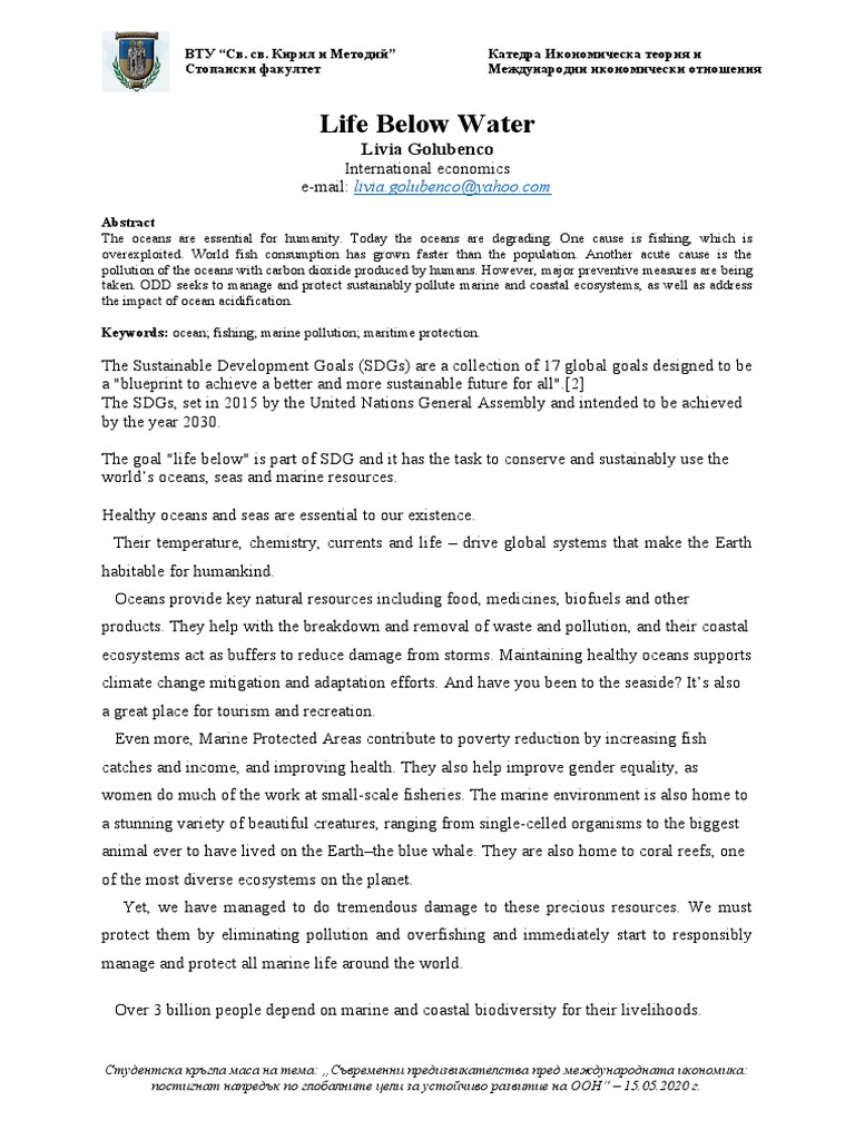 Life Below Water | PDF | Overfishing | Sustainability