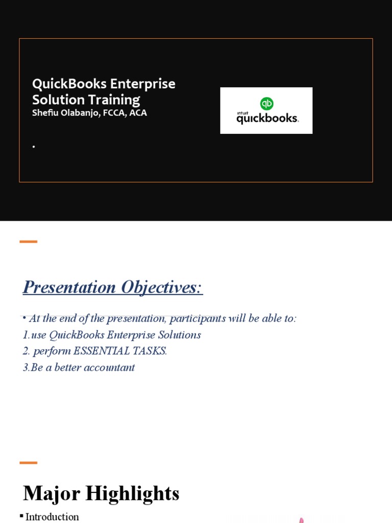 QuickBooks Enterprise Solution Presentation | PDF | Cheque | Receipt