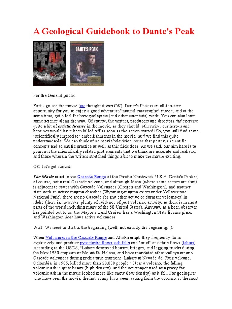 Scientific Insights on Dante's Peak | PDF | Volcano | Types Of Volcanic ...