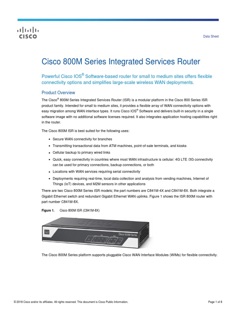 Cisco 800M Series Integrated Services Router | PDF | Ip Address | I Pv6
