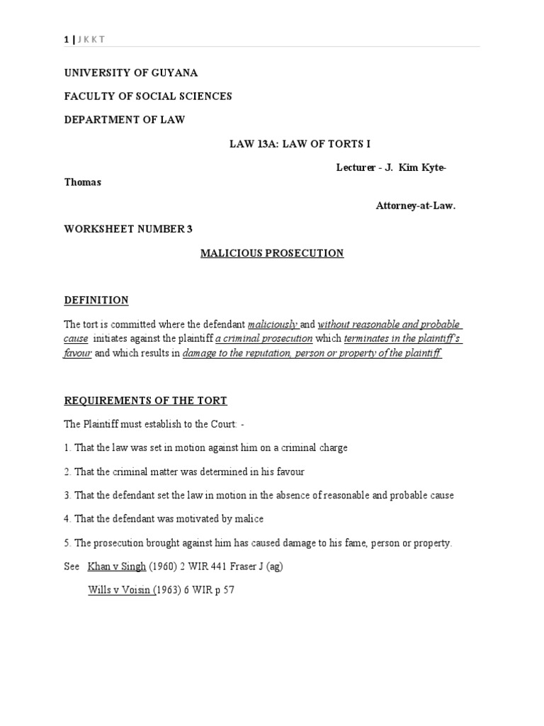 Malicious Prosecution | Download Free PDF | Malicious Prosecution ...