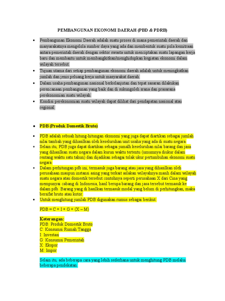 Materi PDB & PDRB | PDF | Bisnis