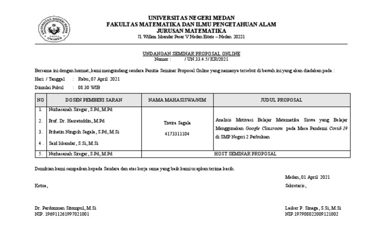 Undangan Sempro Online - Tiwira Sagala - 4173311104 | PDF