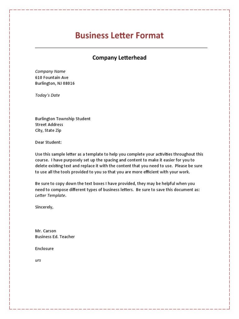 Business Letter Template 1 | PDF