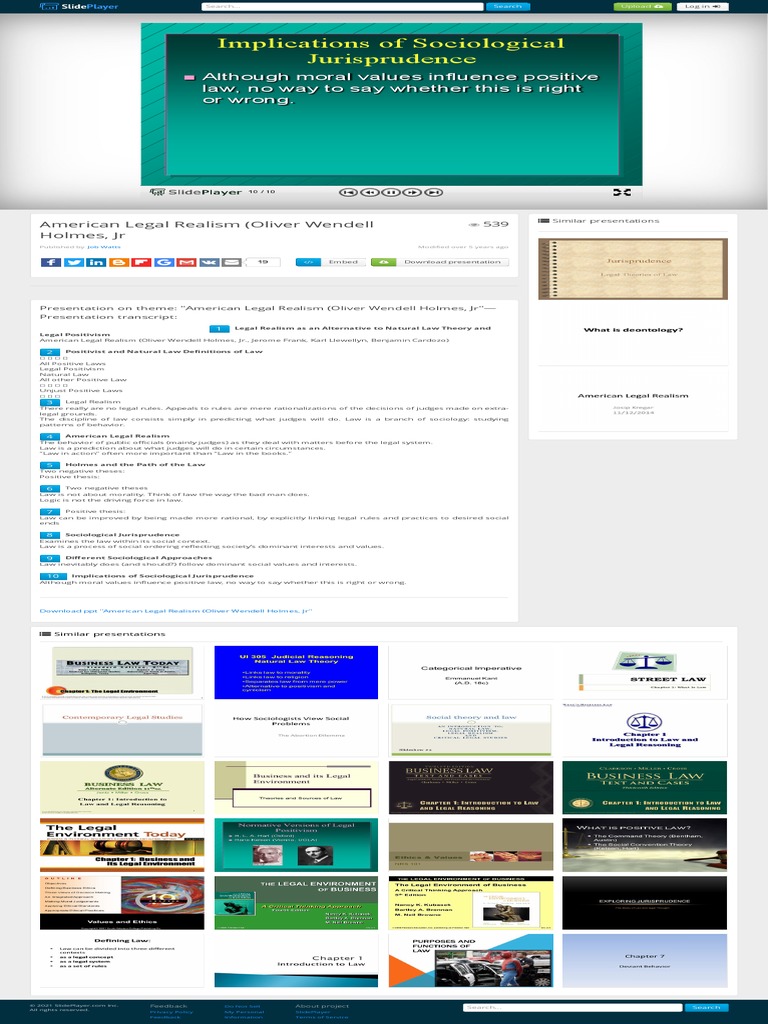 American Legal Realism (Oliver Wendell Holmes, JR - PPT Download | PDF ...