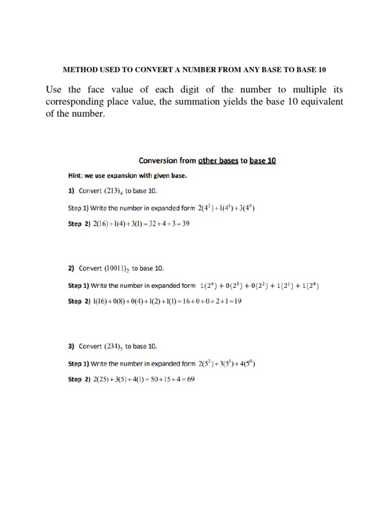 Converting To Base 10 | PDF