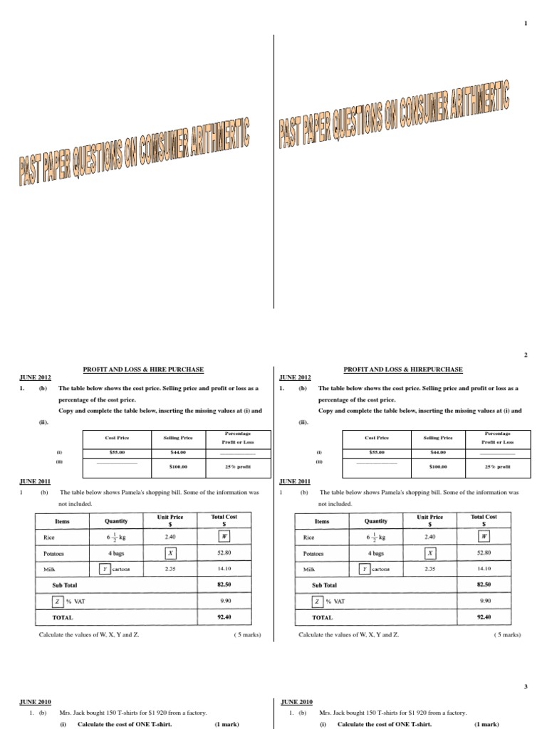 Csec Math Past Paper Questions