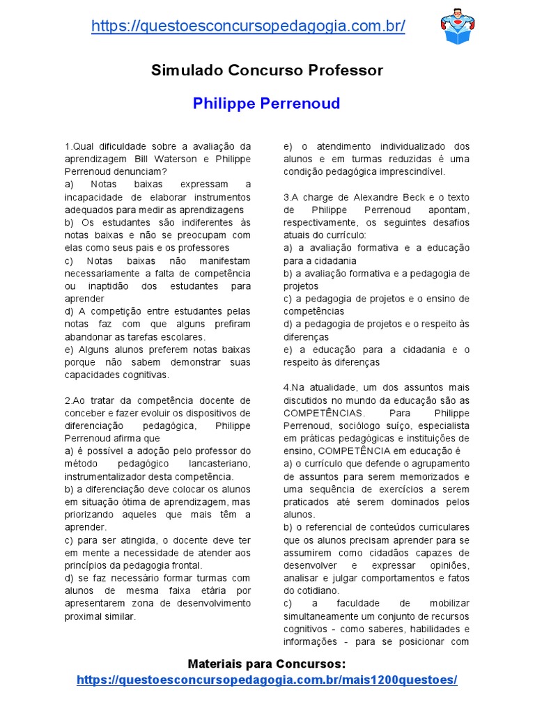 Avaliação da Aprendizagem e Competências Docentes segundo Philippe ...