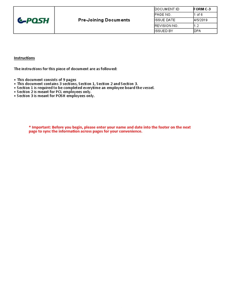 Pre-Joining Documents Checklist | PDF | Indemnity | Payments