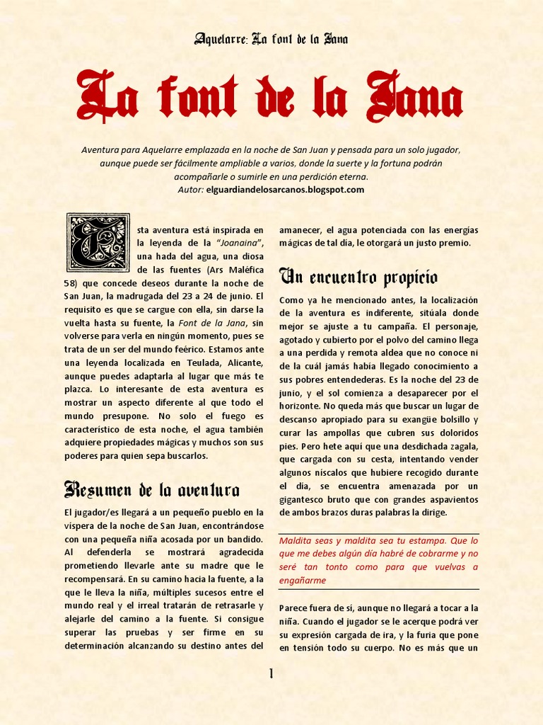 Aquelarre - La Font de La Jana | PDF | Naturaleza