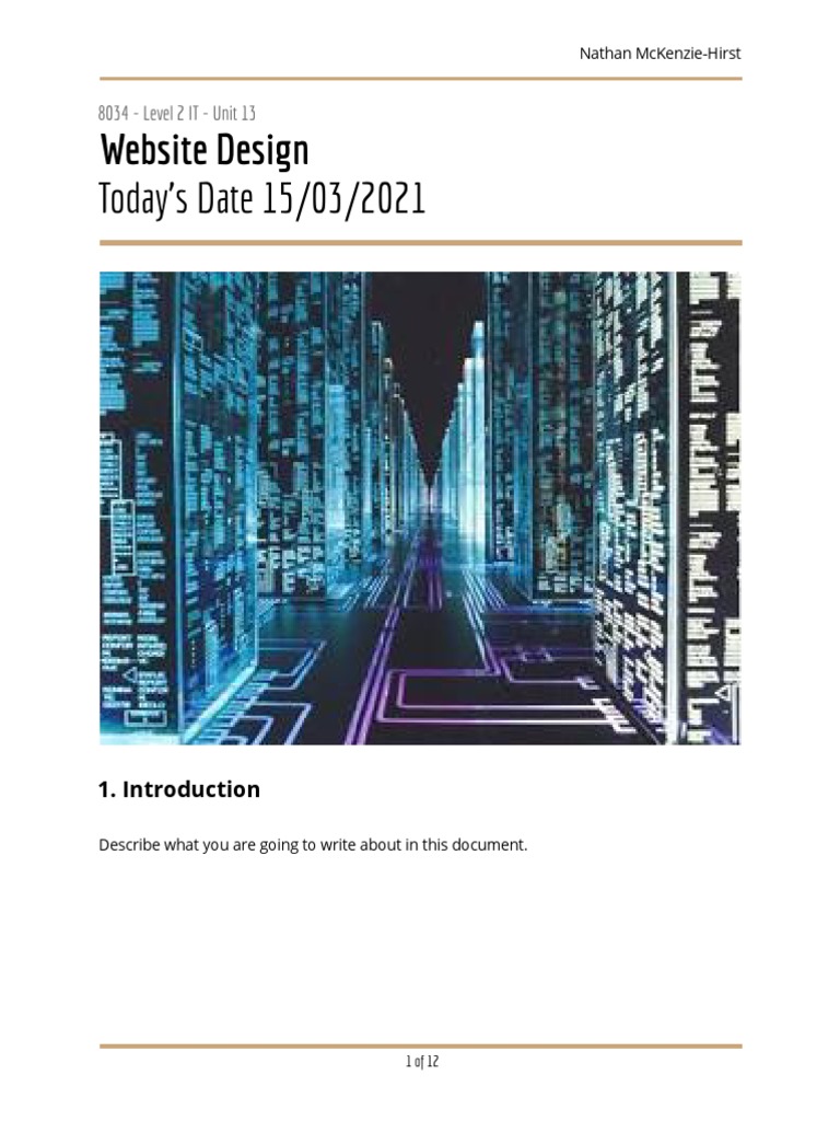 8034 - Unit 13 Website Development - Assignment 2 Design Nathan Mckenzie-Hirst | Download Free ...