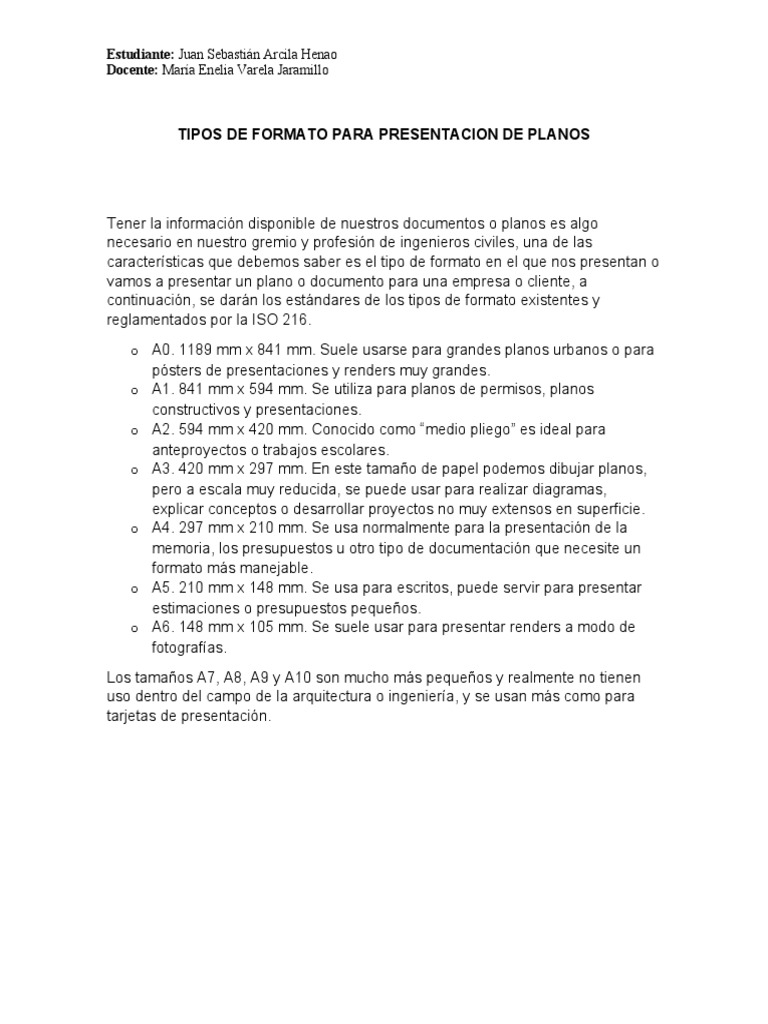 Tipos de Formato para Presentacion de Planos | PDF