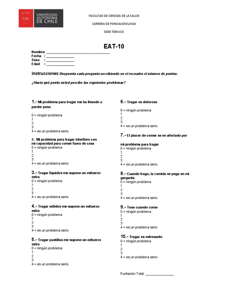 Deglución EAT 10 | PDF | Violencia | Ocio